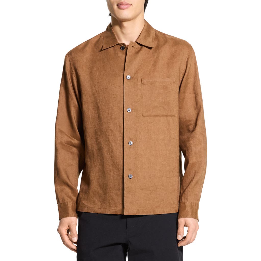 THEORY irving boxy linen button-up shirt